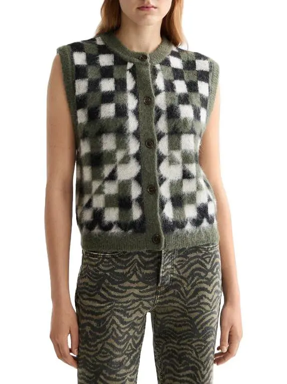 Scotch & Soda Jacquard Sleeveless Sweater Vest - Thyme