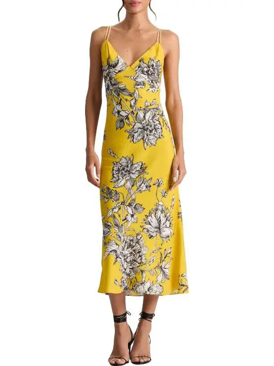 Alice + Olivia Kiro Floral Midi Dress - Blooming Wild Golden Hour