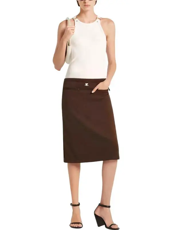 COURREGES Pocketed Pencil Skirt - Brown