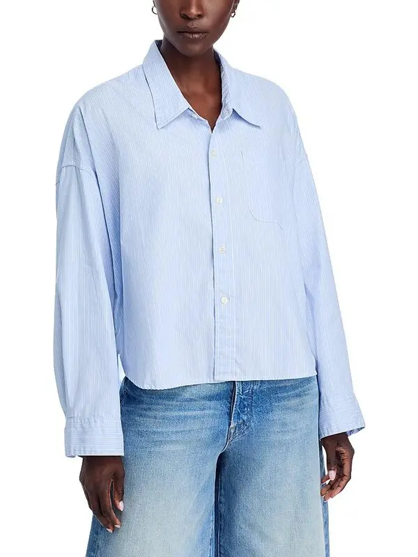 Denimist Cropped Shirt - Lt Blu Stp
