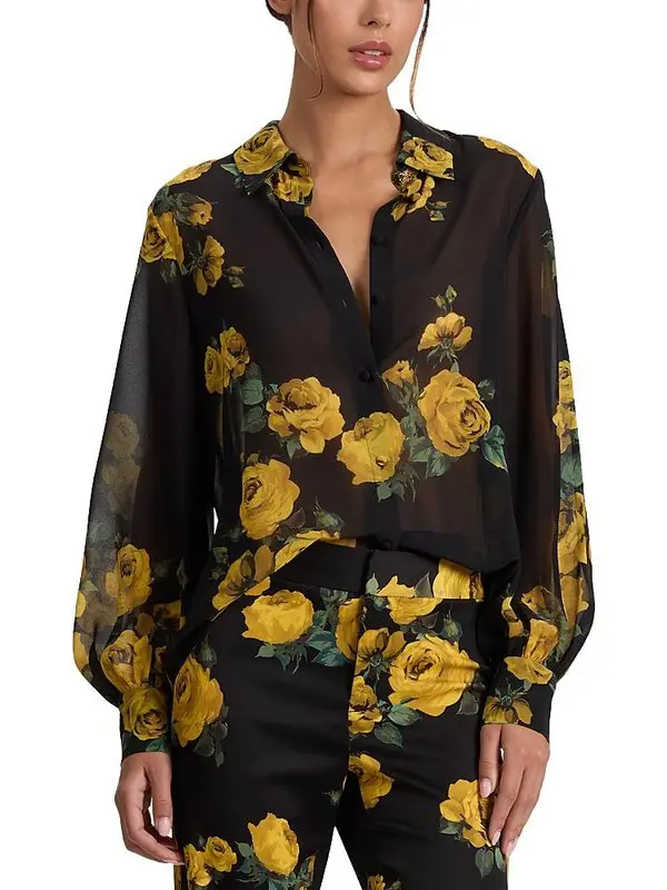Alice + Olivia Candace Blouson Sleeve Shirt - Rosehips