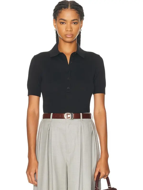 Carolina Herrera Short Sleeve Polo Top - Black