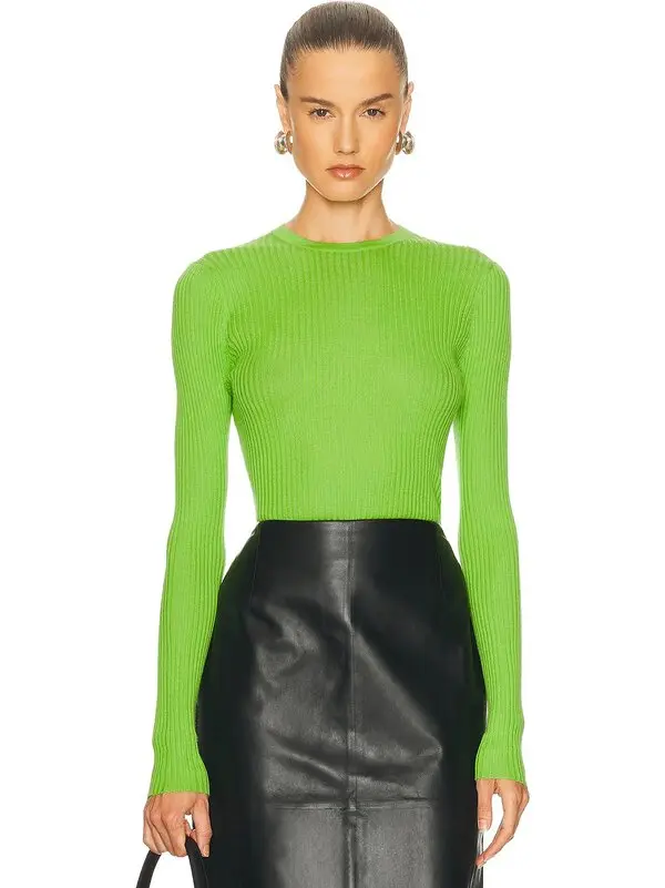Gabriela Hearst Browning Knit Top - Peridot Green Fluo