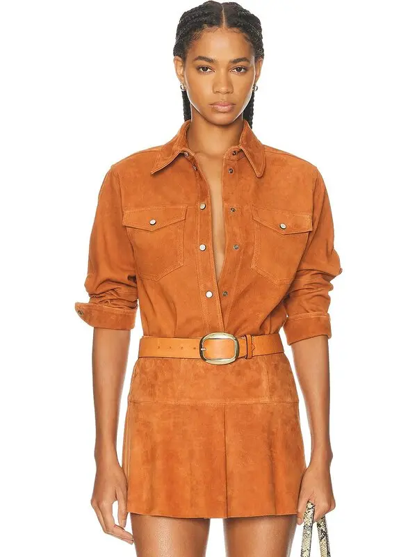 Isabel Marant Delcia Suede Shirt - Cognac