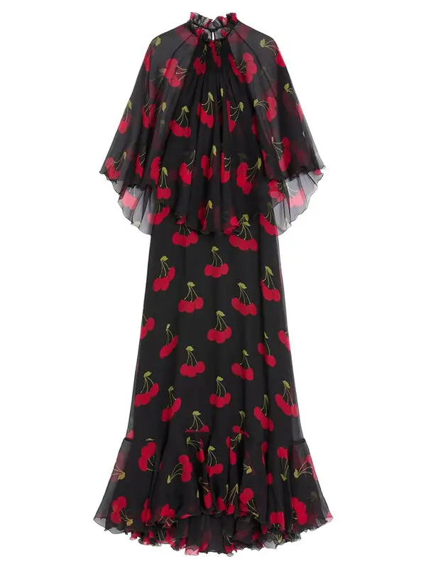 Valentino Garavani Silk Cherryfic Maxi Dress - Black