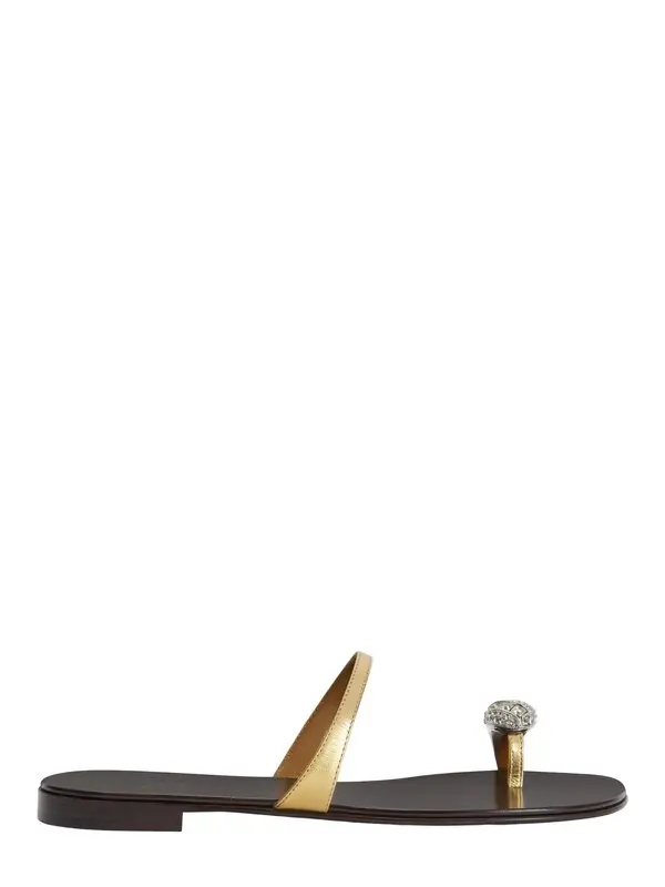 GIUSEPPE ZANOTTI Icon Ring Leather Flat Sandals - Gold