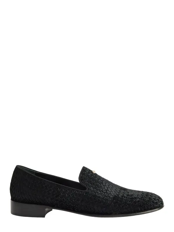 GIUSEPPE ZANOTTI Grosgrain-trimmed Velvet Loafers - Black