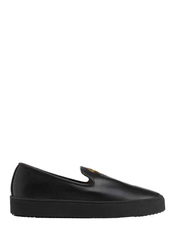 GIUSEPPE ZANOTTI Leather Slip-ons With Metal Detail - Black