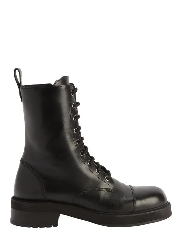 GIUSEPPE ZANOTTI Leather Combat Boots - Black