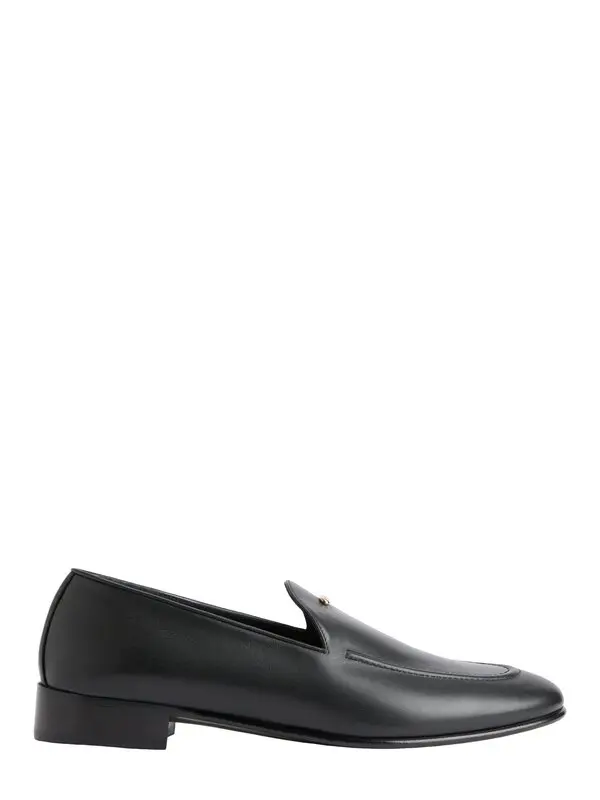 GIUSEPPE ZANOTTI Leather Trimmed Loafers - Black