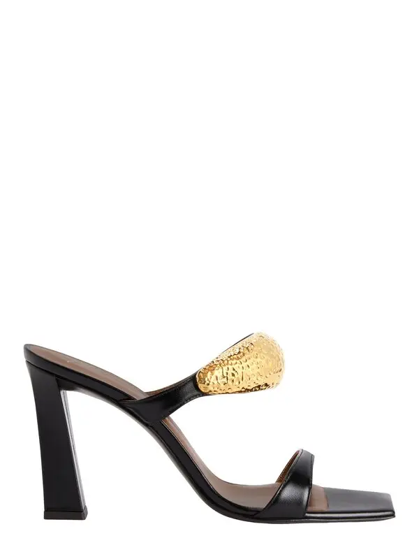 GIUSEPPE ZANOTTI Leather Mule Sandal With Block Heel - Black