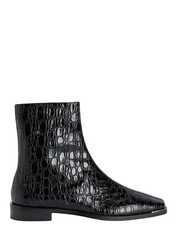 GIUSEPPE ZANOTTI Westport Crocodile-print Leather Booties - Black