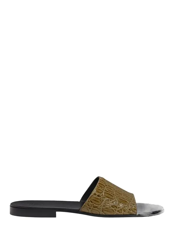 GIUSEPPE ZANOTTI Adrien Reptile-print Leather Slides - Beige