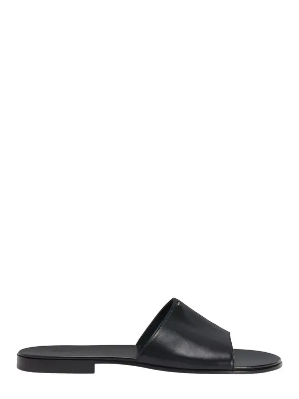 GIUSEPPE ZANOTTI Leather Slider Sandals - Black