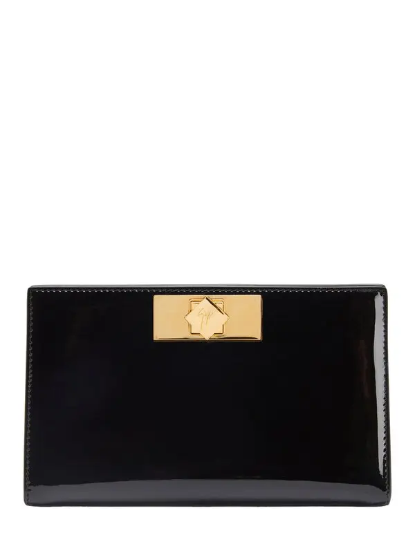 GIUSEPPE ZANOTTI Patent Leather Clutch With Chain Strap - Black