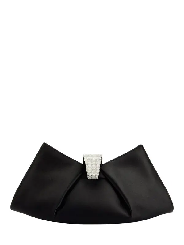 GIUSEPPE ZANOTTI Satin Clutch With Crystal Embellishment - Black