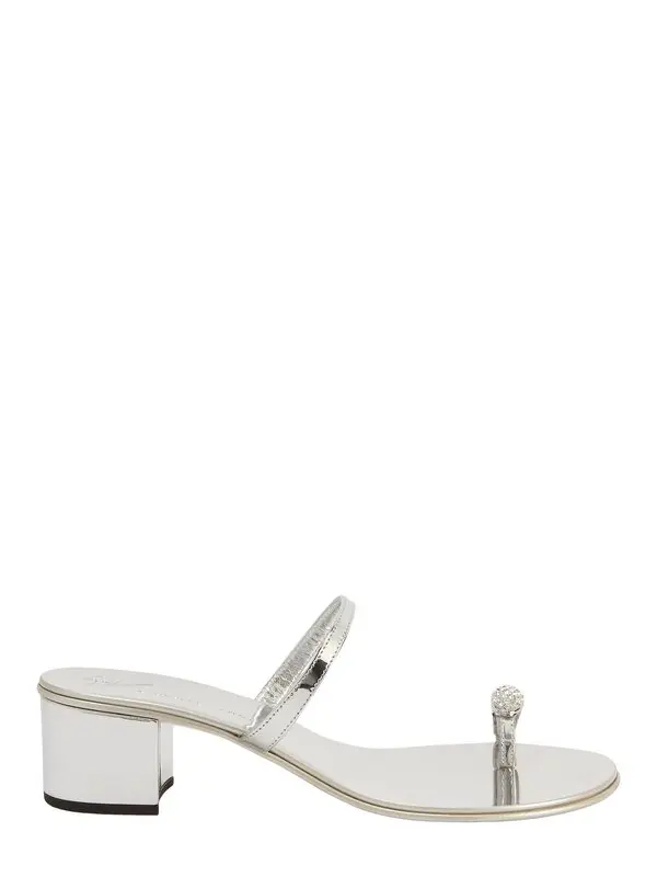 GIUSEPPE ZANOTTI Ring 40 Thong Sandals - Silver