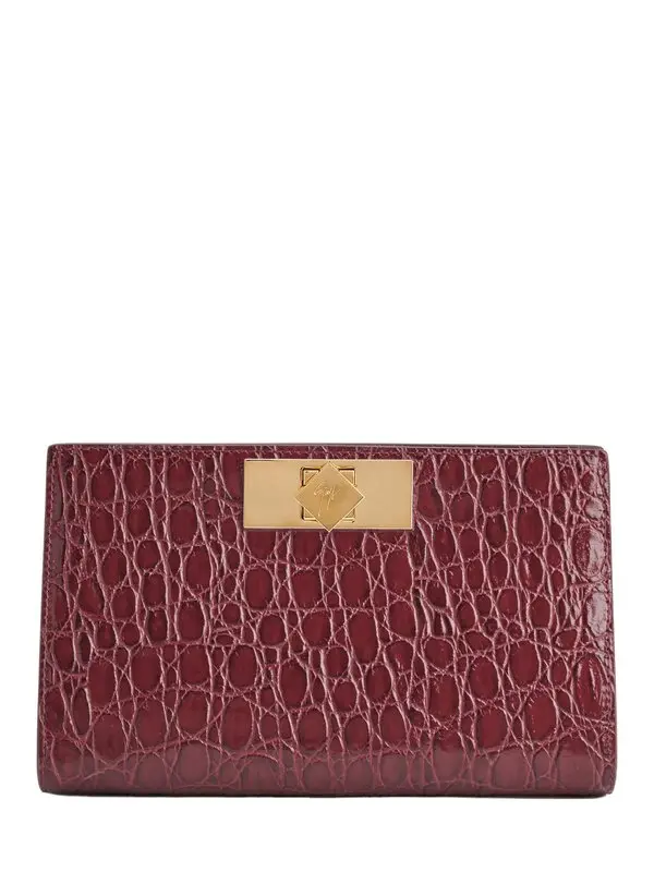 GIUSEPPE ZANOTTI Annhita Crocodile-print Leather Clutch - Bordeaux