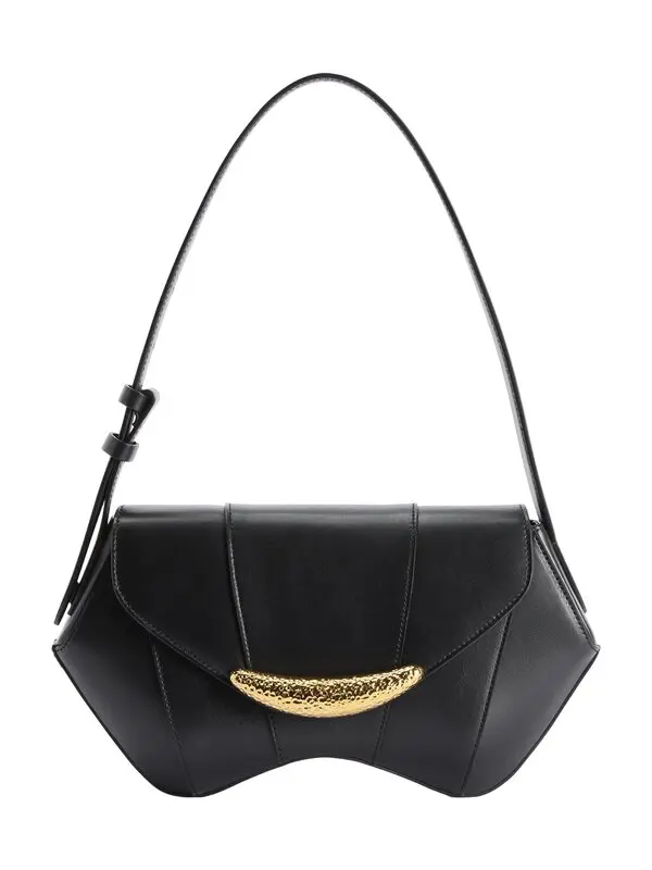 GIUSEPPE ZANOTTI Leather Shoulder Bag With Metal Closure - Black