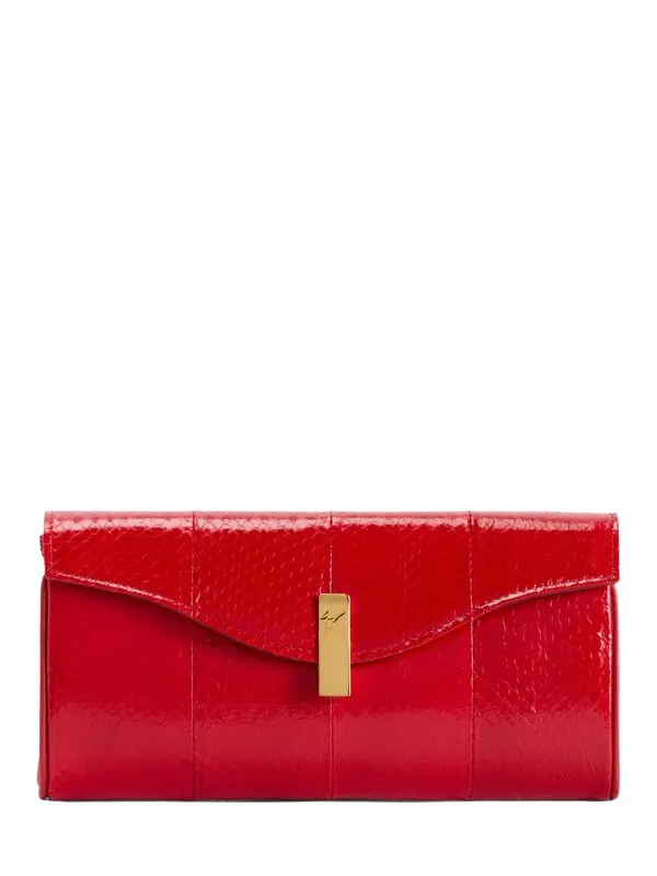 GIUSEPPE ZANOTTI Flutie Snakeskin Clutch - Red