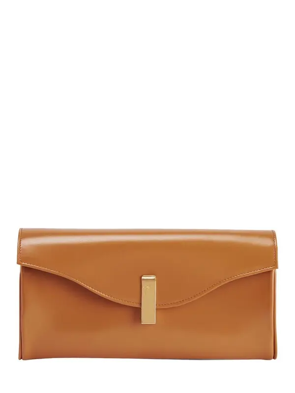 GIUSEPPE ZANOTTI Leather Clutch With Branded Metal Closure - Brown