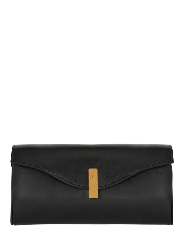 GIUSEPPE ZANOTTI Flutie Leather Clutch - Black
