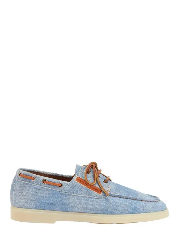 GIUSEPPE ZANOTTI Denim Print Boat Shoes - Blue
