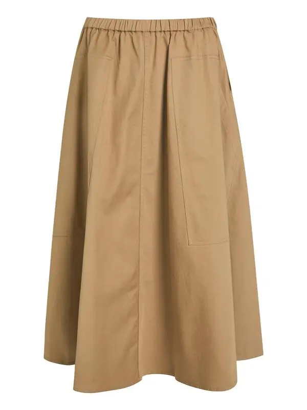 Vince Stretch-cotton Poplin Midi Skirt - Beige