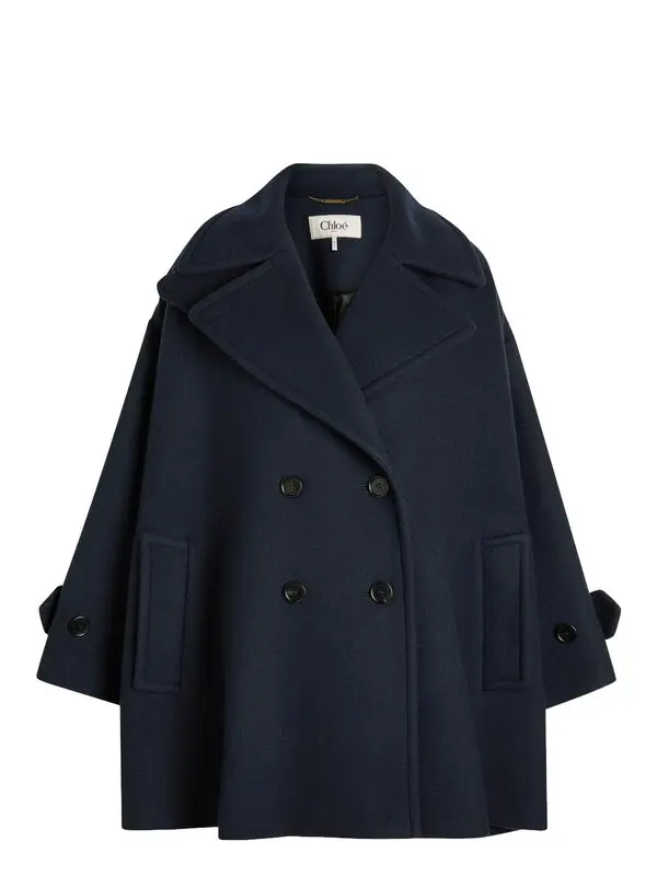 Chloé Double-breasted Wool-blend Jacket - Navy