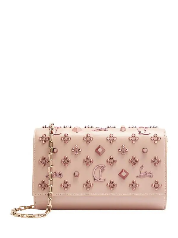 CHRISTIAN LOUBOUTIN Paloma Embellished Leather Clutch - Tan