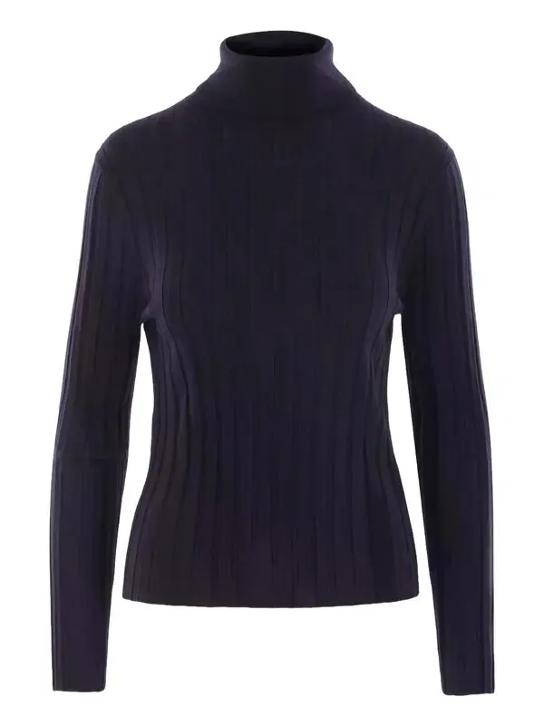 ALLUDE Ribbed Turtleneck Sweater - Blue