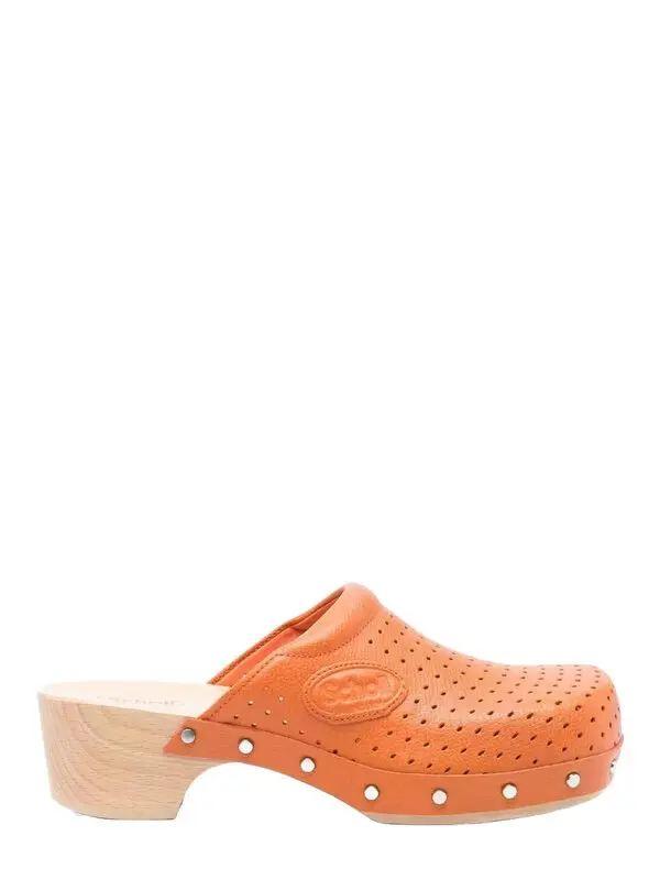 Balenciaga X Scholl Perforated Leather Clogs - Orange