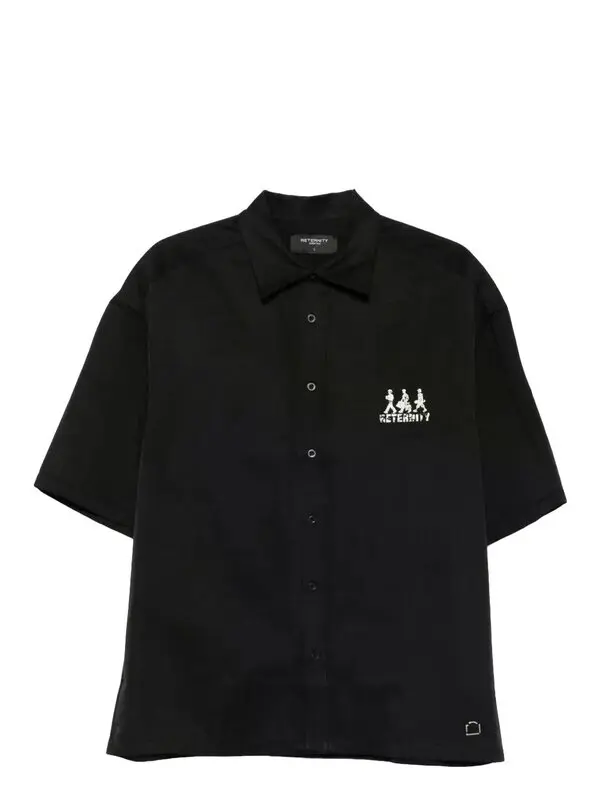 RETERNITY Embroidered Short-sleeve Shirt - Black