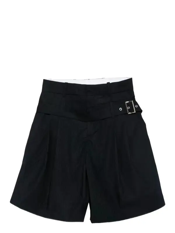 CHARLES JEFFREY Belted Pinstriped Shorts - Blue