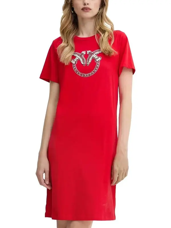 Pinko Logo-embellished T-shirt Dress - Red