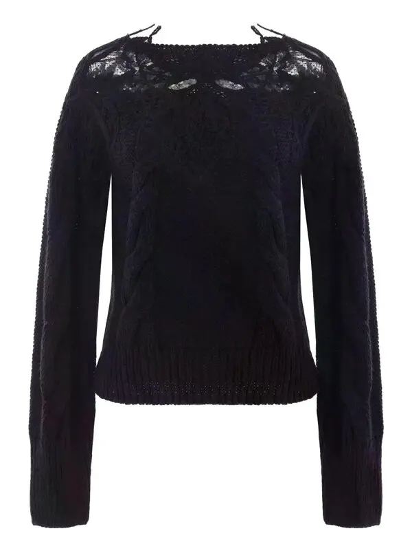 Ermanno Scervino Lace-insert Cable-knit Sweater - Black