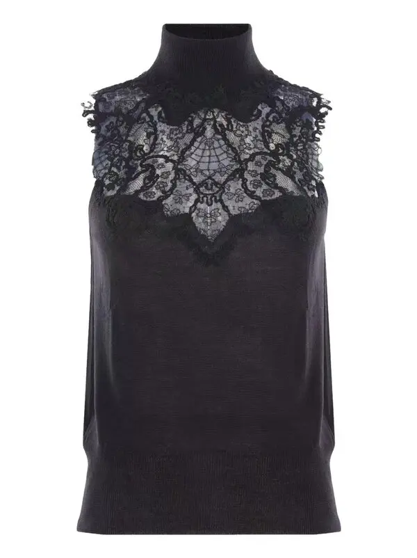 Ermanno Scervino Lace-insert Turtleneck Top - Black