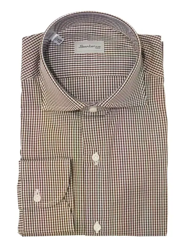 SARTORIO NAPOLI Checked-pattern Cotton Shirt - Brown