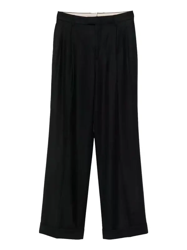 BERWICH Pleated Cuffed Trousers - Black