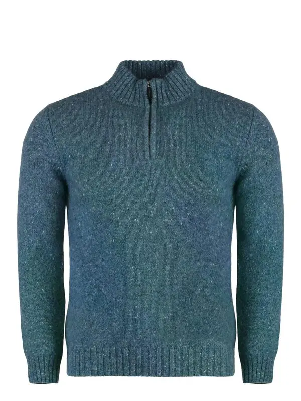 MOORER Fedro Half-zip Sweater - Blue