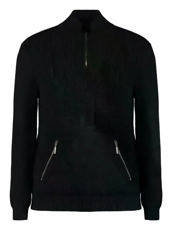 MOORER Zip-neck Sweater - Black
