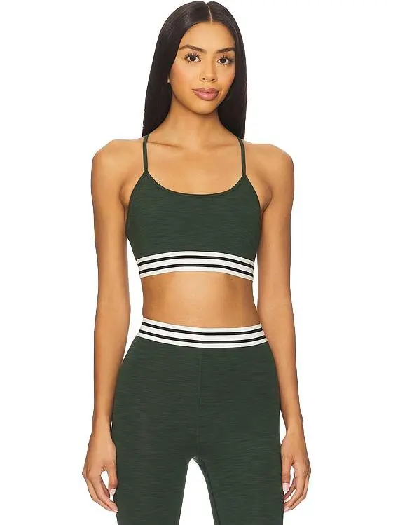 Splits59 Cali Active Rib Sports Bra In Dark Green - Heather Military