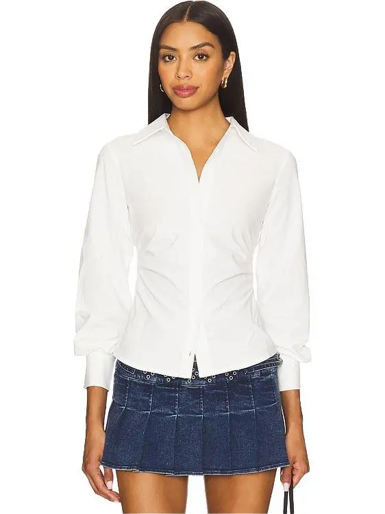 ALL THE WAYS Millie Button Up Top - White