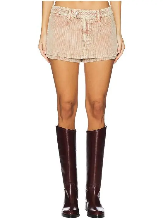 Free People Galivanting Cord Skort - Chocolate Truffle