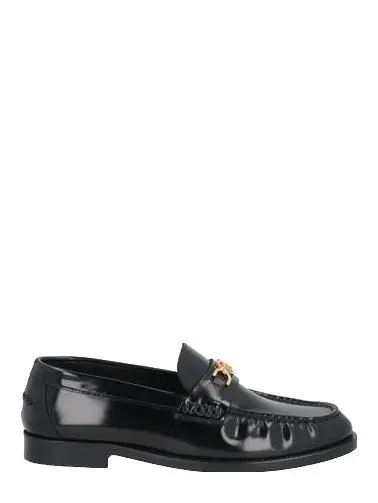 Versace Loafers In Calfskin With Brand Logo - Black