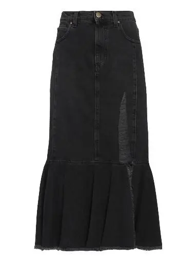 Pinko Cotton Denim Flared Skirt - Black