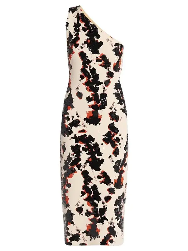 Bottega Veneta Compact Sequin Embroidered Midi Dress - Sugar Tulip Black