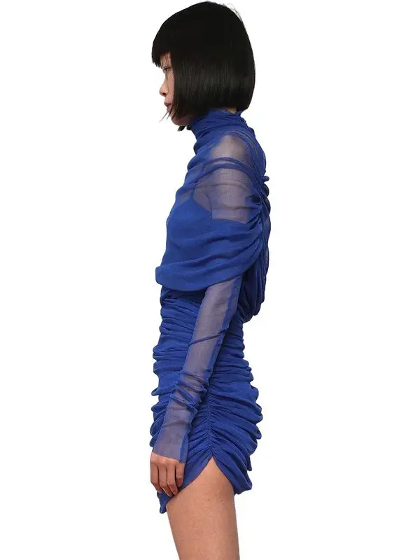 Christopher Esber Sheer Wrap Mini Dress - Blue