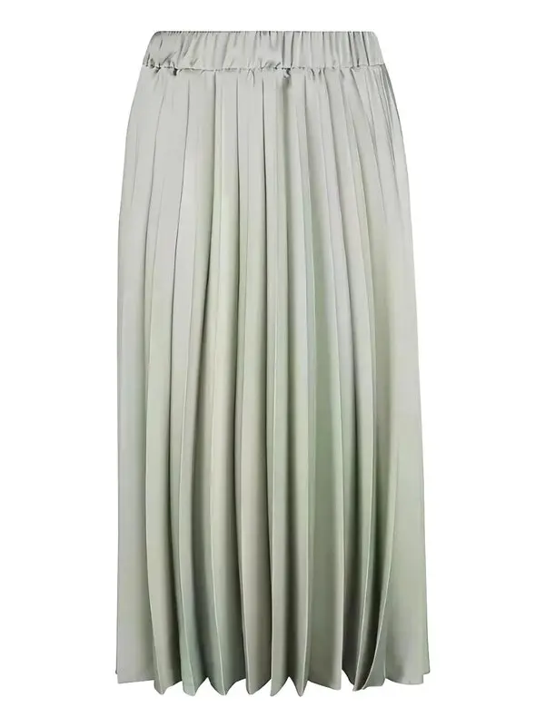 D.exterior Pleated Satin Midi Skirt - Green