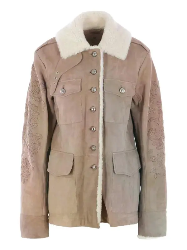 Ermanno Scervino Embroidered Sheepskin Jacket - Neutrals